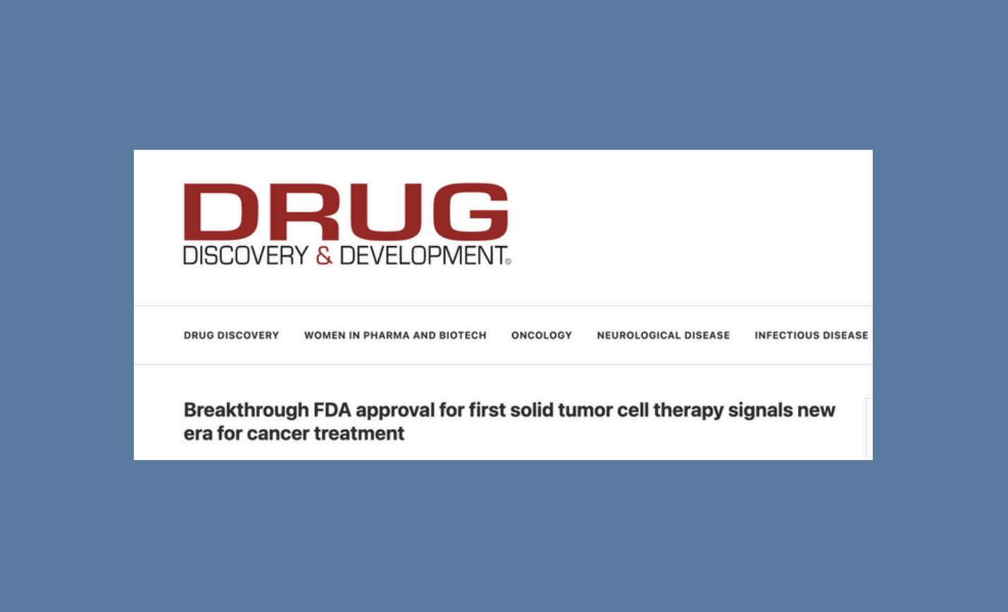 Breakthrough FDA approval for first solid tumor cell therapy signals new era for cancer ...