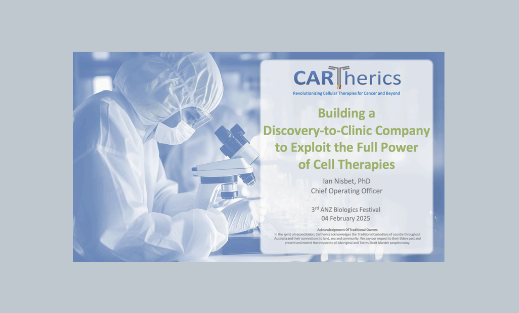 Cartherics presents at Australia and New Zealand’s Biologics Festival ...